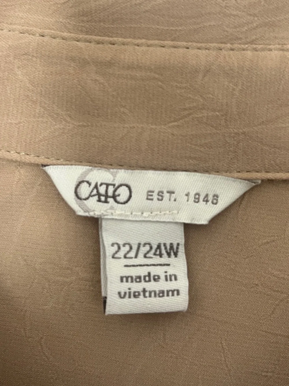 Cato | Tops | Cato Tan Collared Button Blouse Ruffle Long Sleeve Sz ...